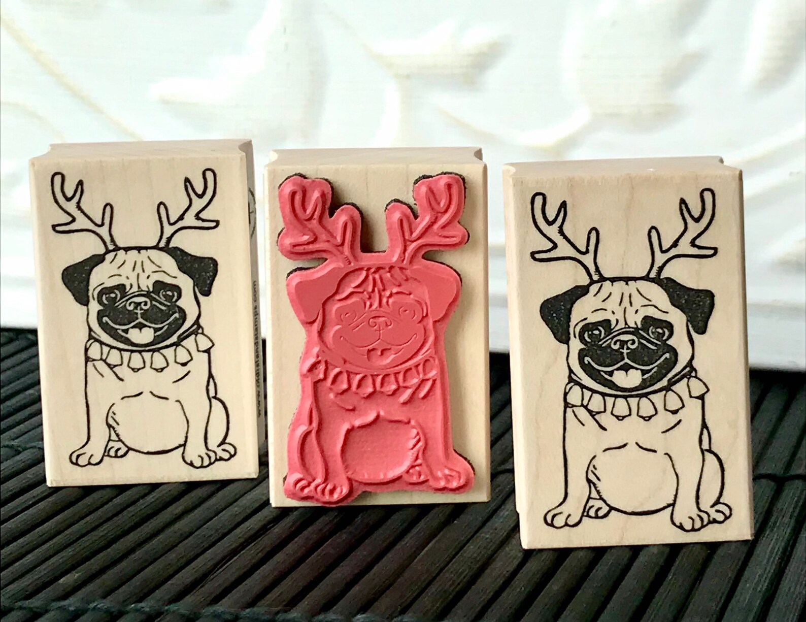 Pugsy the Christmas Pug Dog Rubber Stamp From Oldislandstamps - Etsy Canada