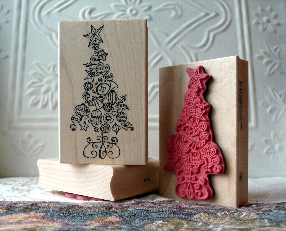 Ornamental Christmas Tree Rubber Stamp From Oldislandstamps - Etsy