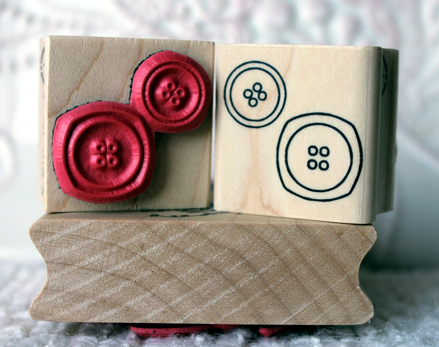 One Button Two Button Rubber Stamp From Oldislandstamps - Etsy