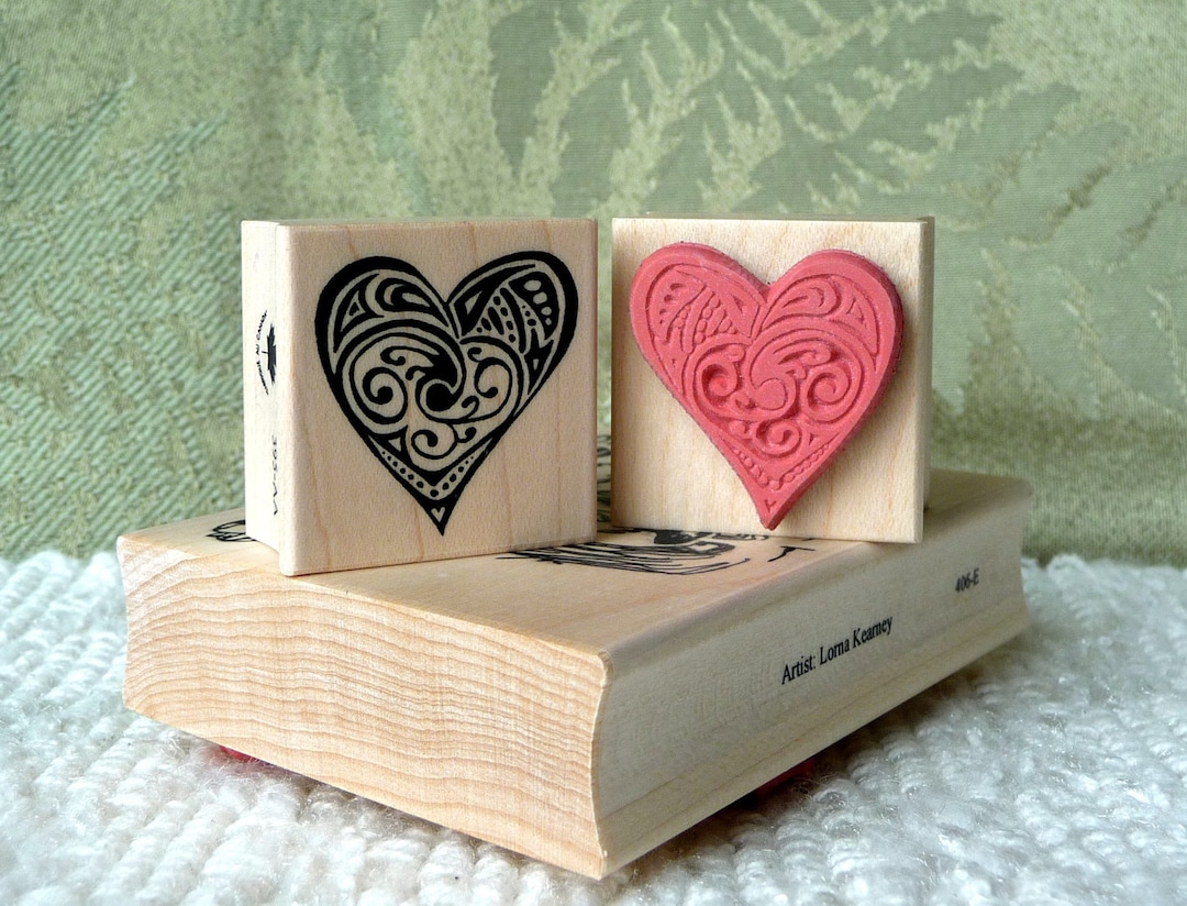 Heart Rubber Stamp From Oldislandstamps - Etsy