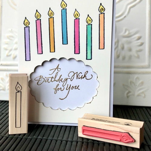 Happy Birthday Cake Rubber Stamp From Oldislandstamps - Etsy