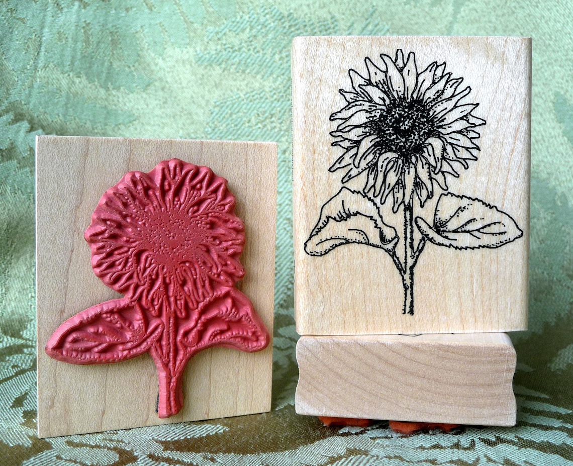 Sunflower Rubber Stamp From Oldislandstamps | Etsy