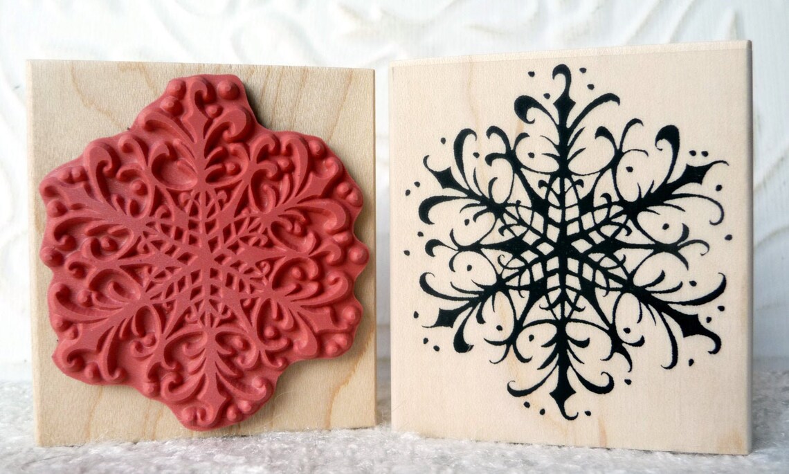 Snowy Snowflake Rubber Stamp From Oldislandstamps | Etsy
