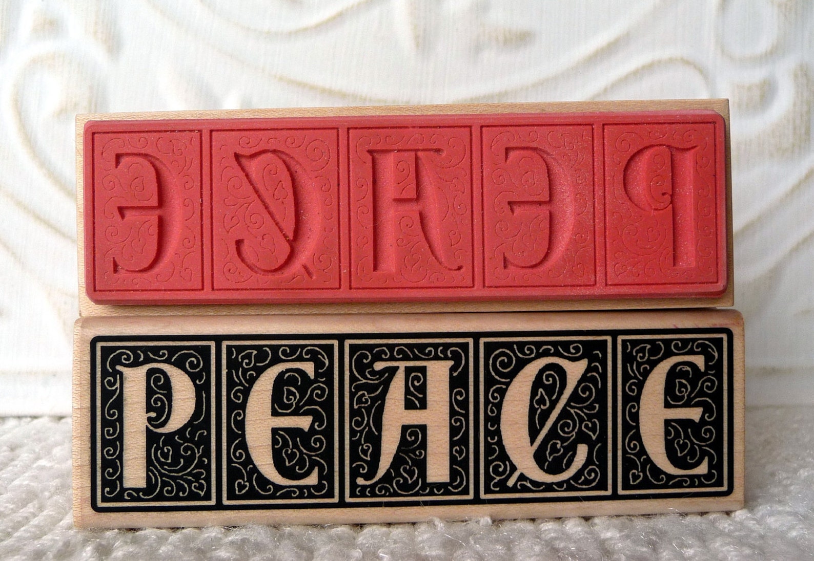 Peace Script Rubber Stamp From Oldislandstamps - Etsy