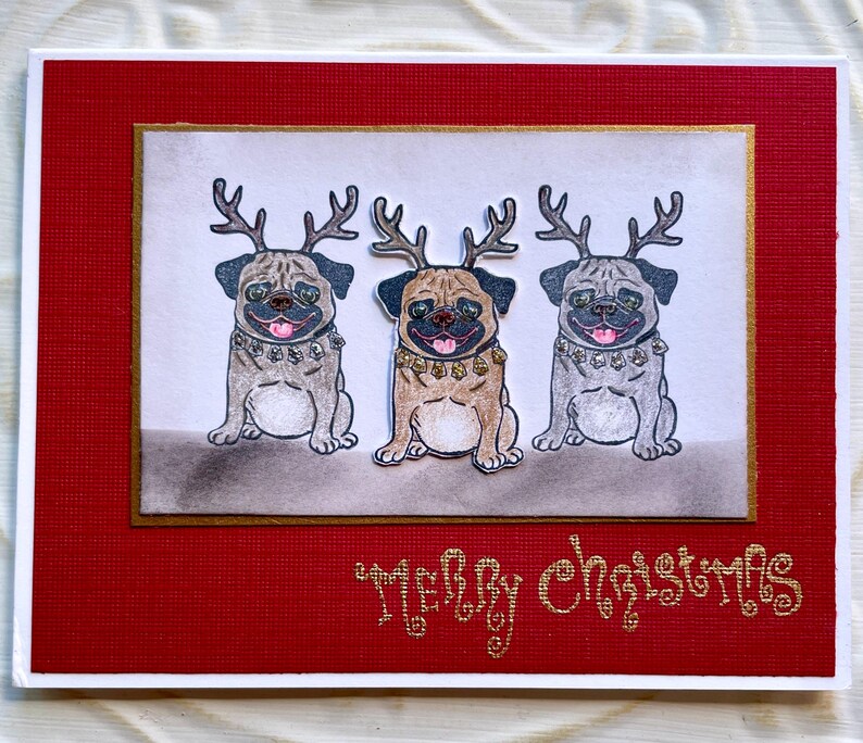 Pugsy the Christmas Pug Dog Rubber Stamp From Oldislandstamps - Etsy Canada