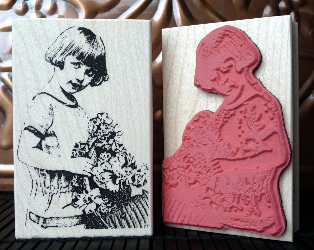 Vintage Girl Photo Rubber Stamp From Oldislandstamps - Etsy