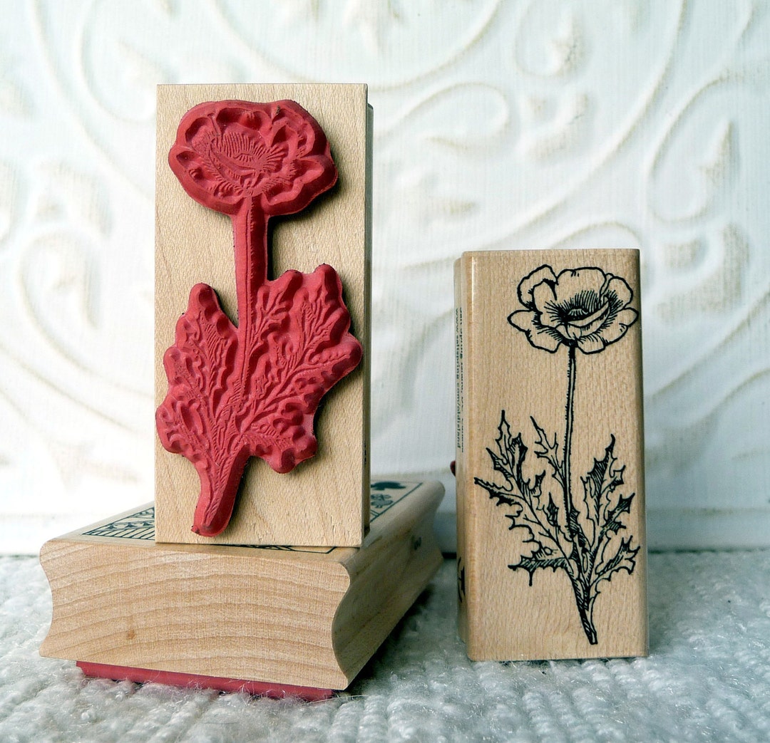 Poppy Flower Rubber Stamp From Oldislandstamps - Etsy