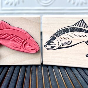 Wild Salmon Rubber Stamp From Oldislandstamps - Etsy