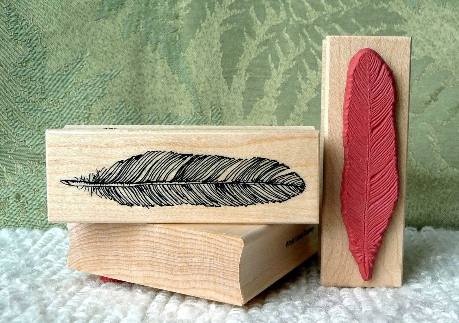 Feather Rubber Stamp From Oldislandstamps - Etsy