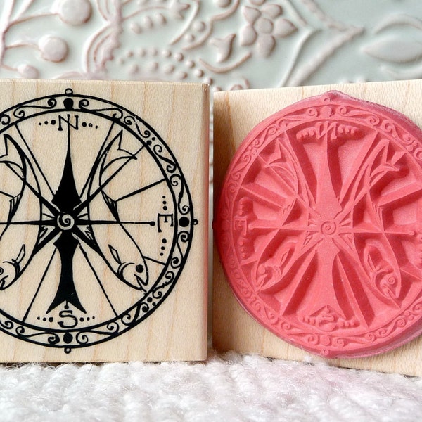 Compass Rubber Stamp - Etsy