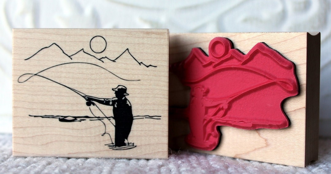 Serene Fly Fishing Rubber Stamp From Oldislandstamps - Etsy