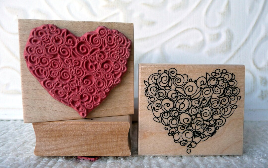 Rosette Heart Rubber Stamp From Oldislandstamps - Etsy