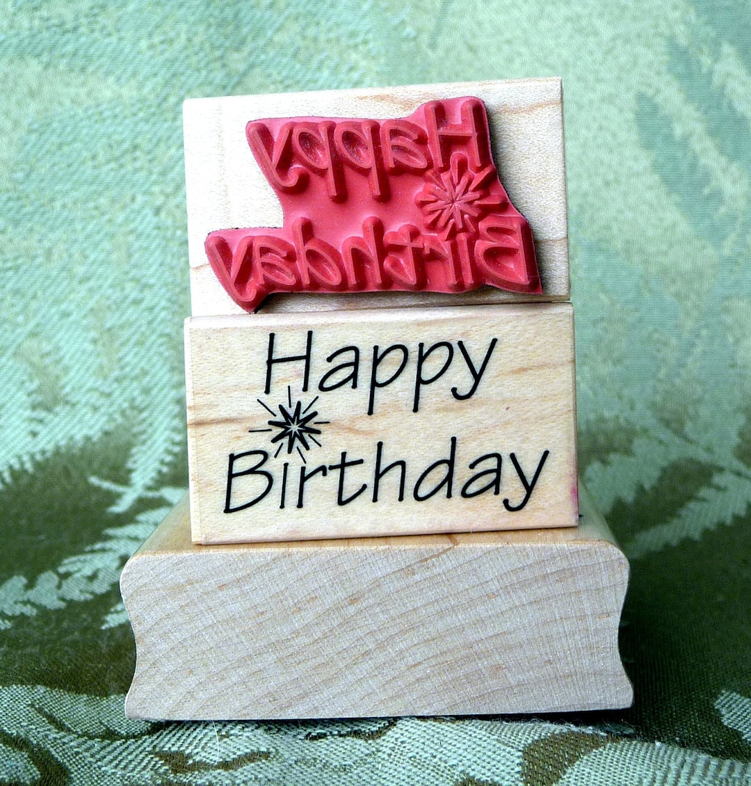 Happy Birthday With Sparkler Rubber Stamp From Oldislandstamps - Etsy