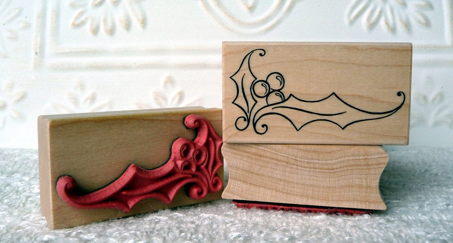 Holly Corner Rubber Stamp From Oldislandstamps - Etsy