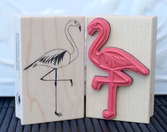 Pink Flamingo Rubber Stamp Whimsical Rubber Stamp by Mary - Etsy