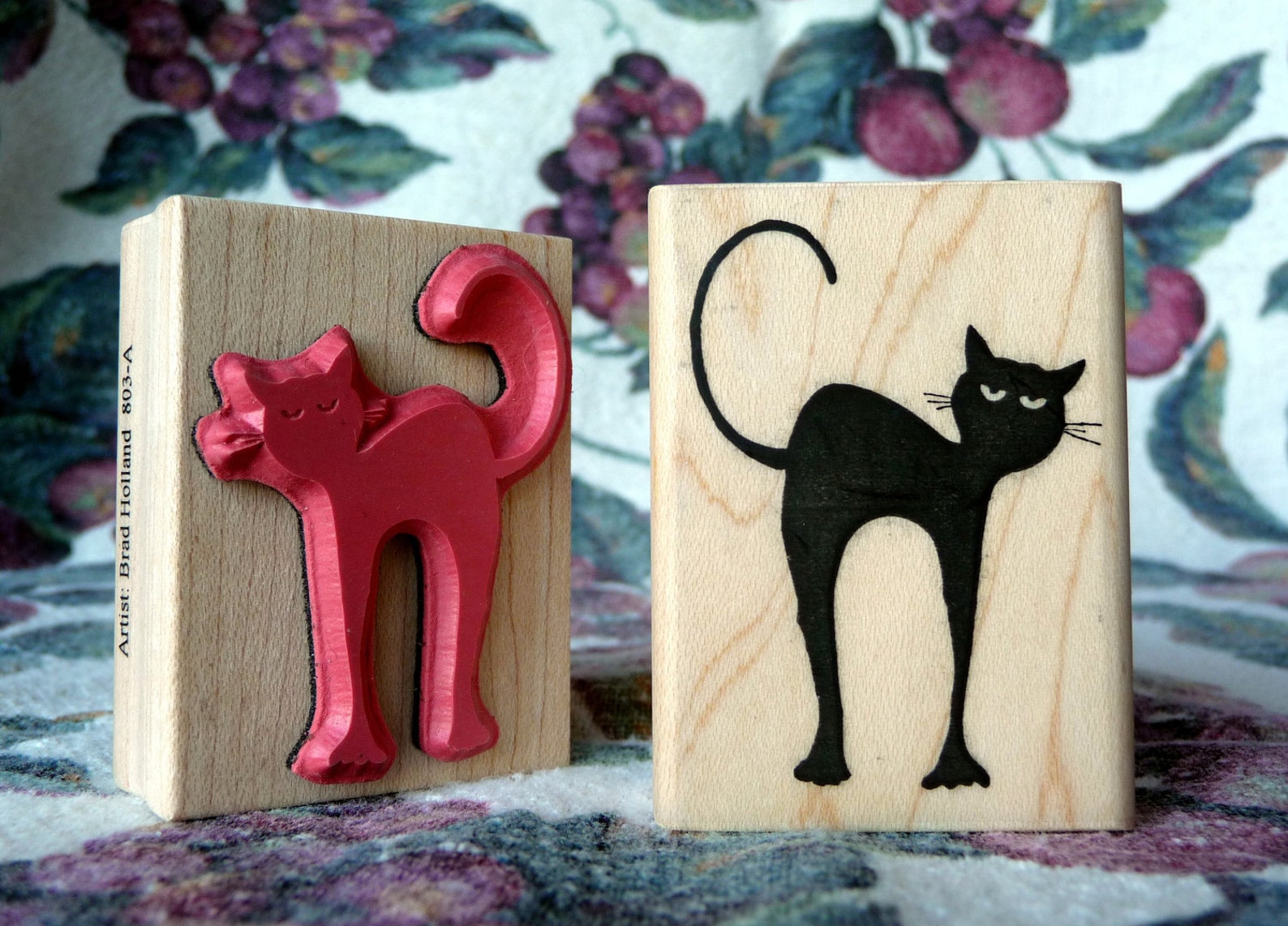 Black Cat Rubber Stamp From Oldislandstamps - Etsy
