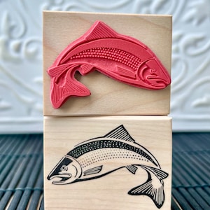 Wild Salmon Rubber Stamp From Oldislandstamps - Etsy