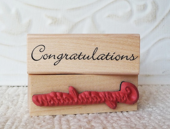 Congratulations Rubber Stamp From Oldislandstamps | Etsy