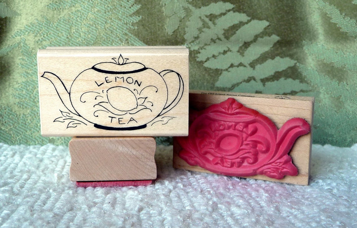 Lemon Tea Teapot Rubber Stamp From Oldislandstamps | Etsy