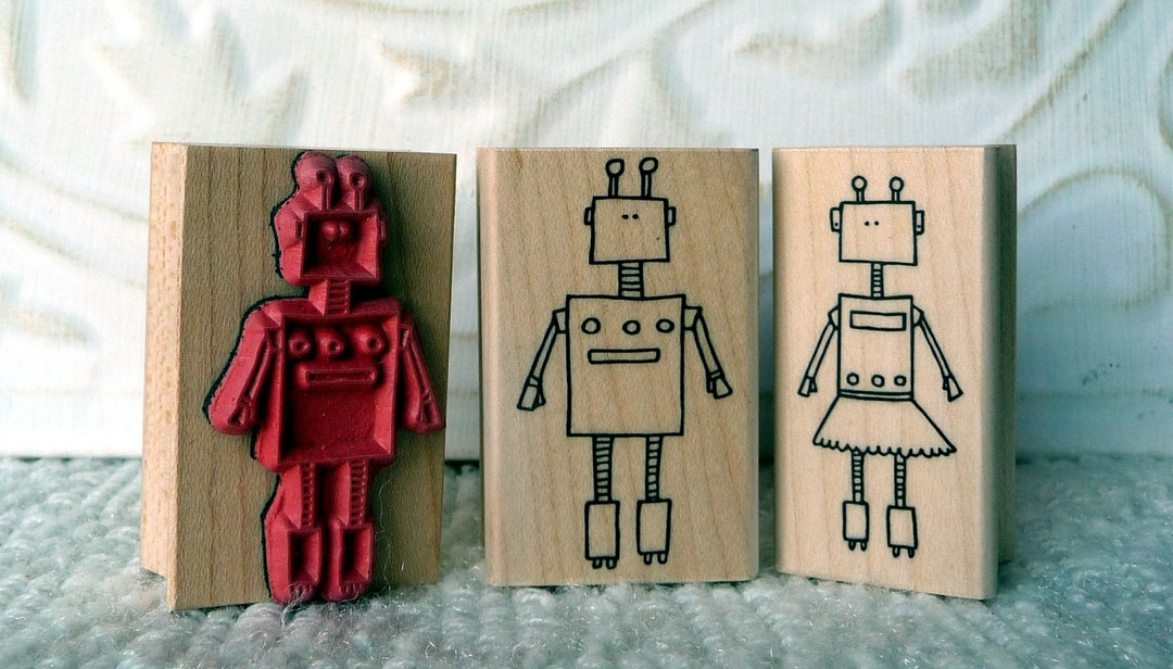 He Robot Rubber Stamp From Oldislandstamps - Etsy