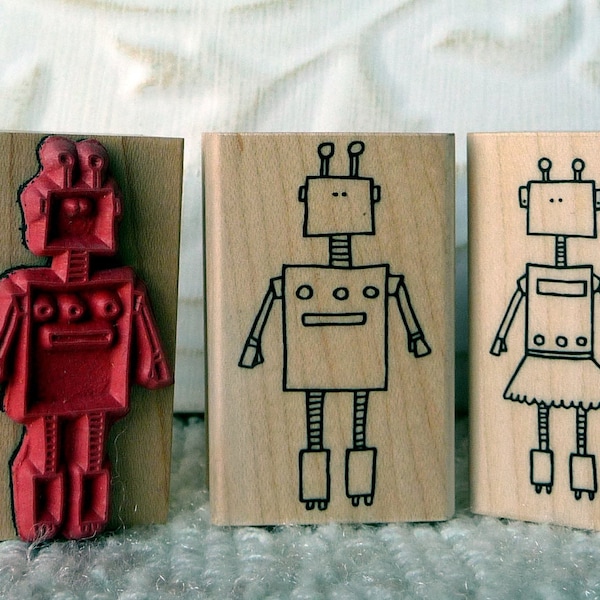 Robot Stamp - Etsy