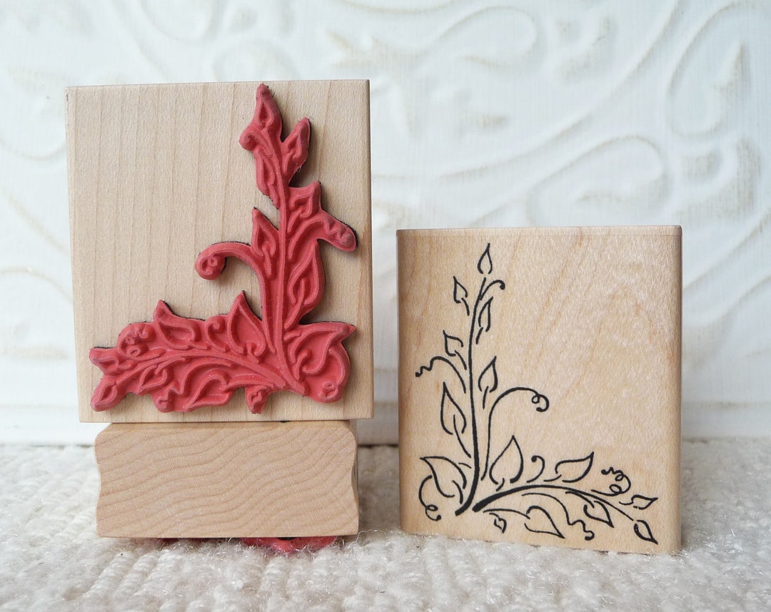 Corner Leaves Rubber Stamp From Oldislandstamps - Etsy