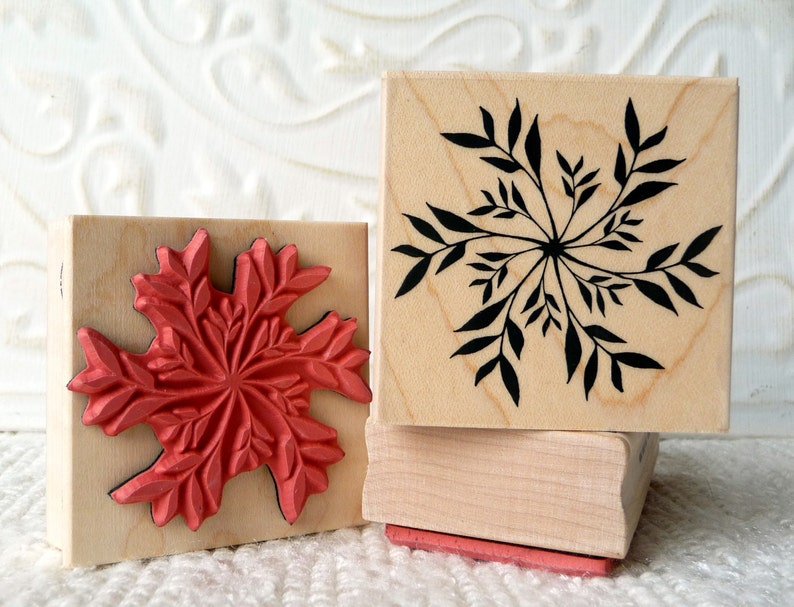 Botanical Snowflake Rubber Stamp From Oldislandstamps - Etsy