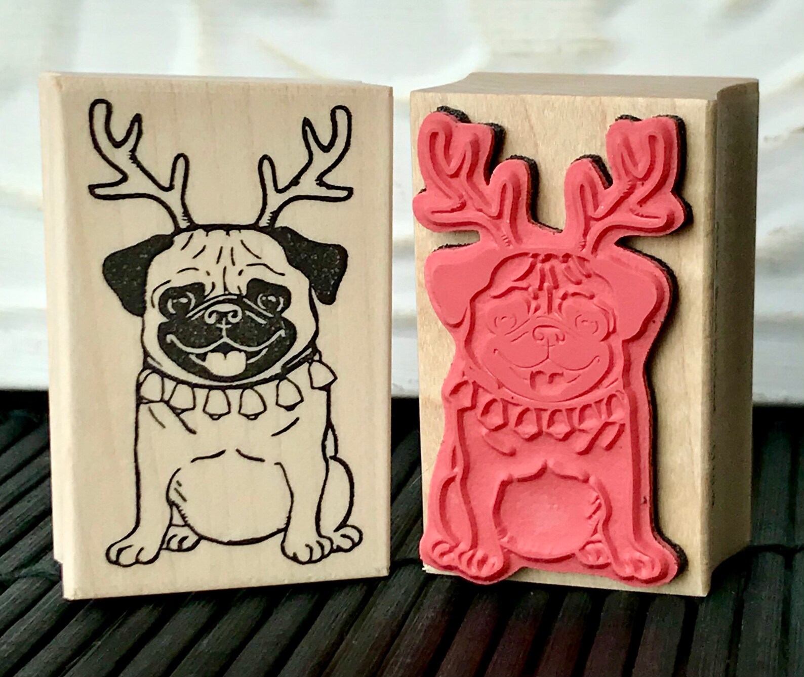 Pugsy the Christmas Pug Dog Rubber Stamp From Oldislandstamps - Etsy Canada