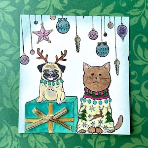 Pugsy the Christmas Pug Dog Rubber Stamp From Oldislandstamps - Etsy Canada