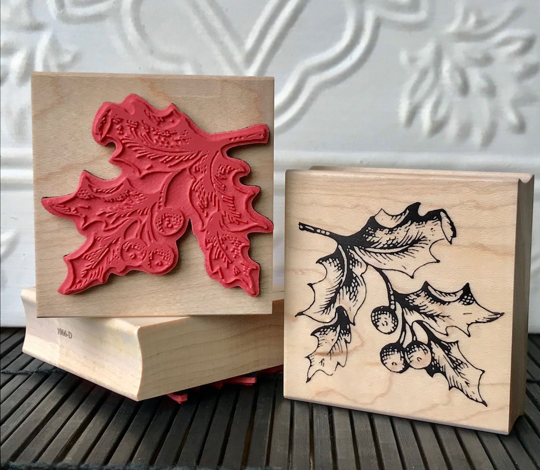 Vintage Holly Rubber Stamp From Oldislandstamps - Etsy
