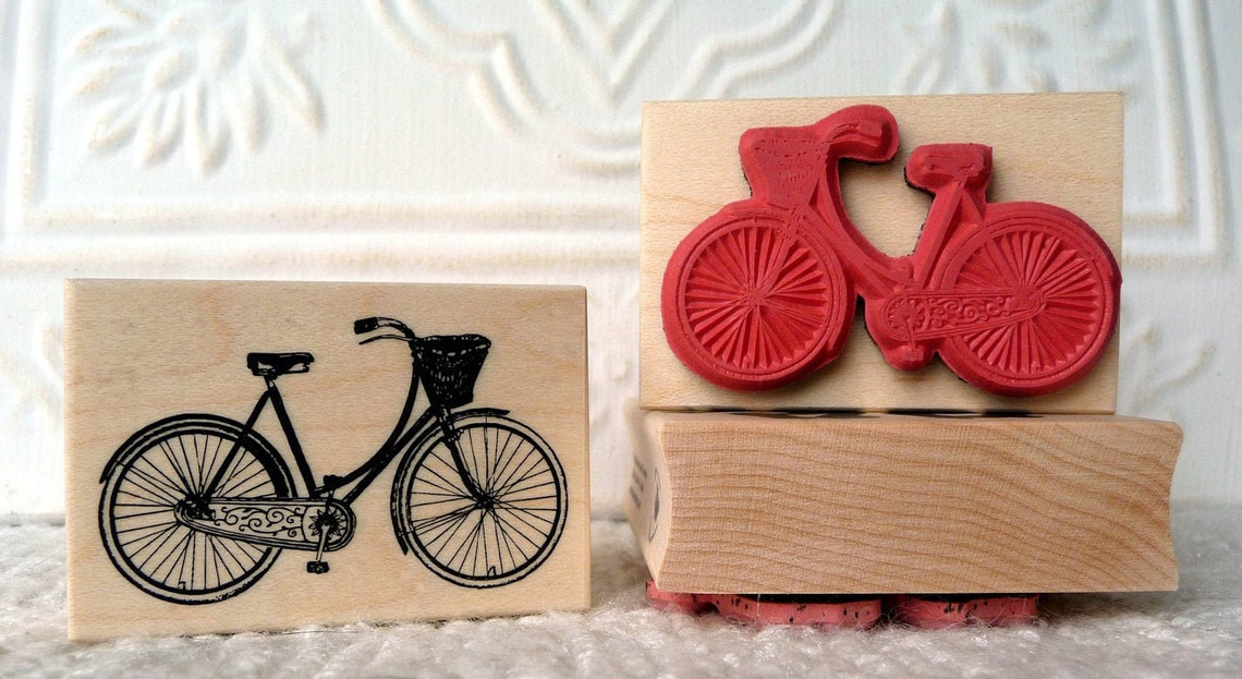 Vintage Girls Bicycle Rubber Stamp From Oldislandstamps - Etsy