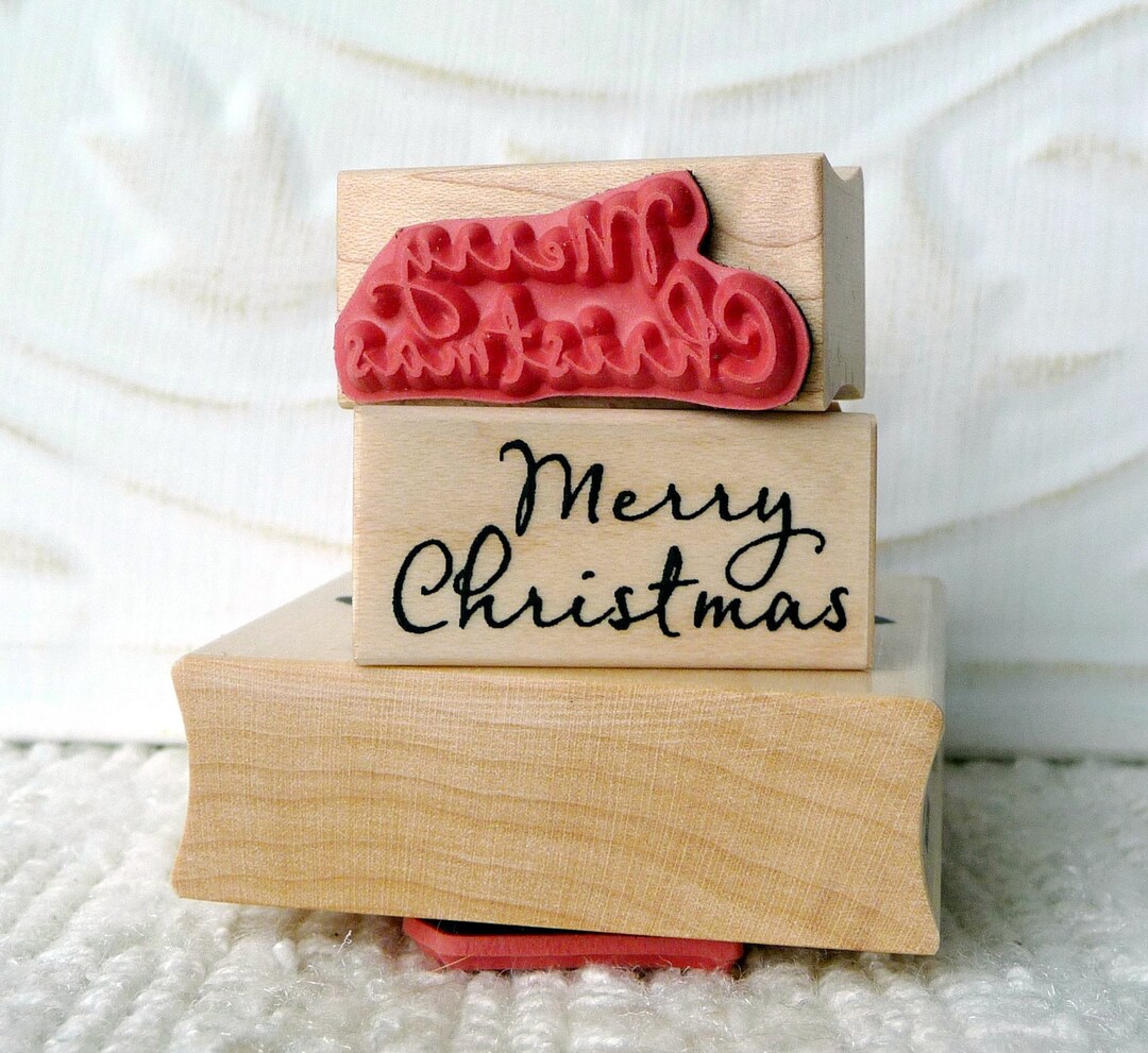 Merry Christmas Script Rubber Stamp From Oldislandstamps - Etsy