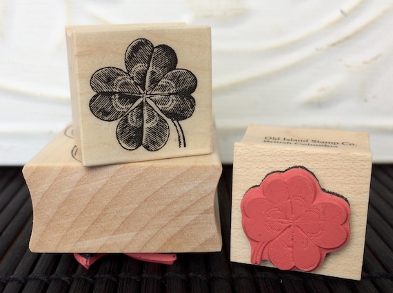Lucky Four Leaf Clover Rubber Stamp From Oldislandstamps - Etsy