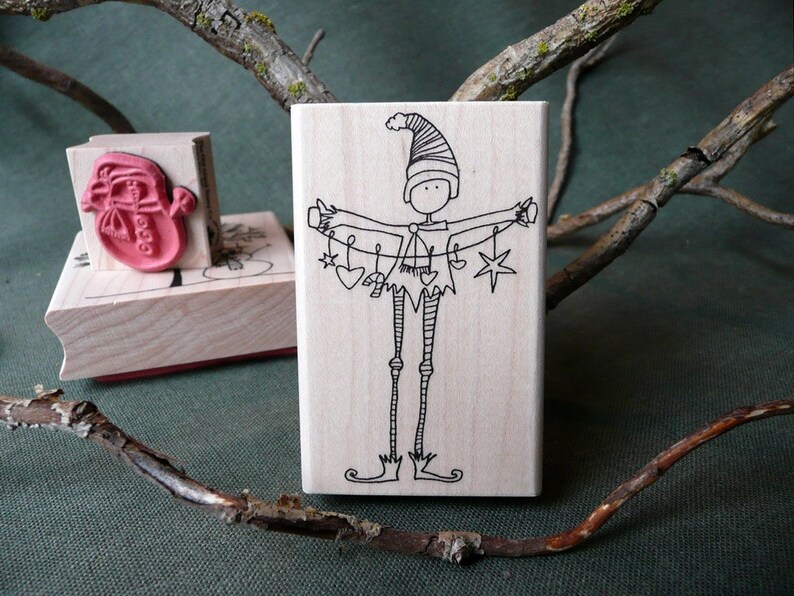 Em's Elf Christmas Rubber Stamp From Oldislandstamps - Etsy Australia