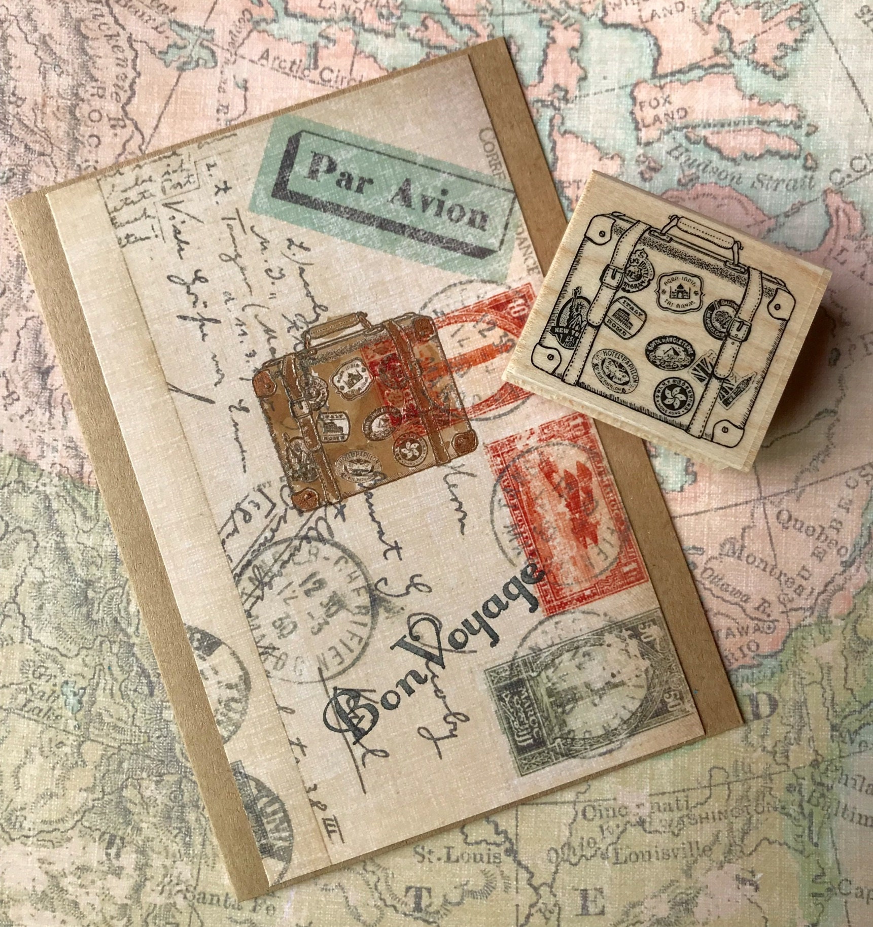 World Traveller Vintage Suitcase Rubber Stamp From - Etsy Ireland