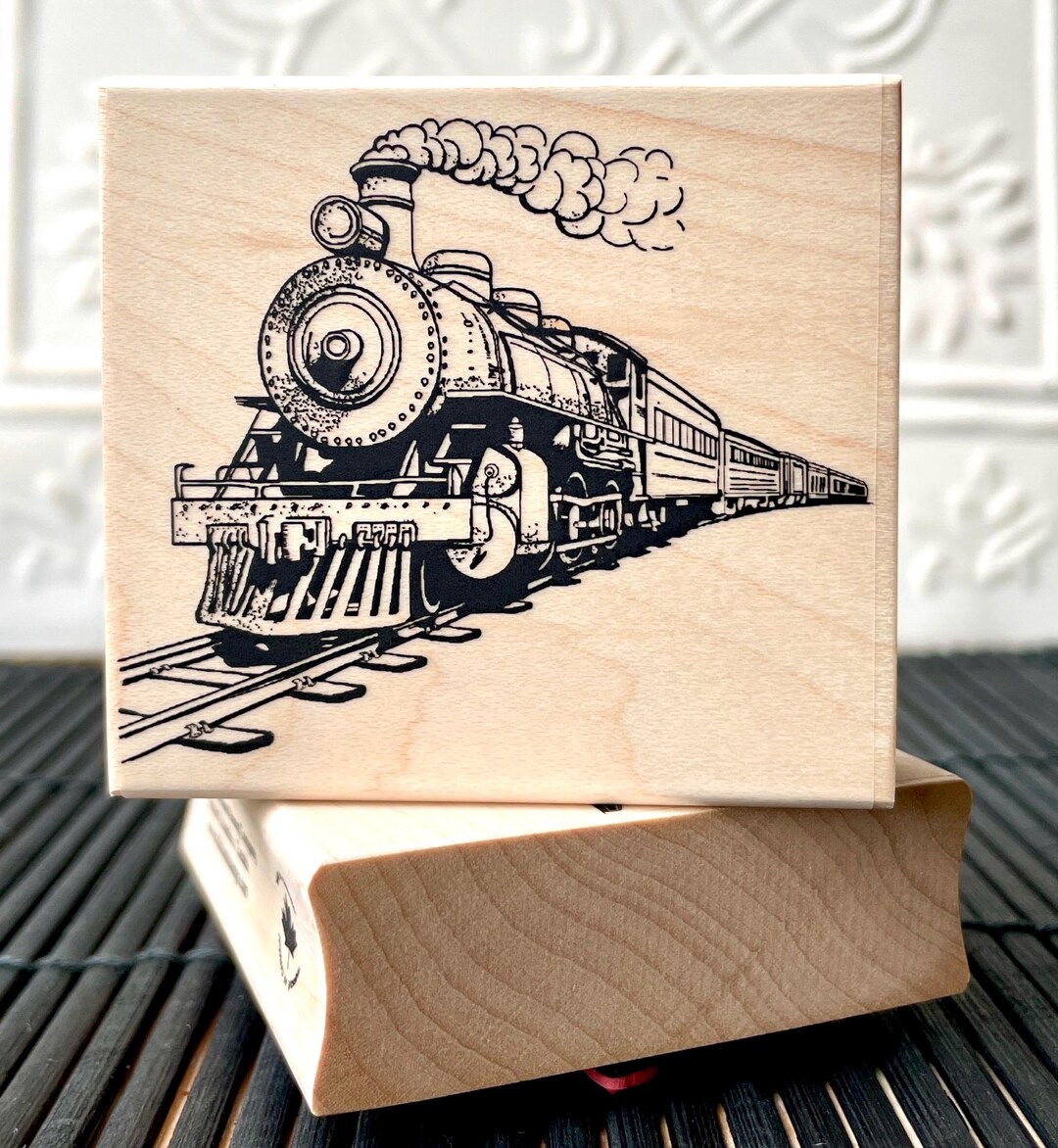 Vintage Steam Engine Train Rubber Stamp From Oldislandstamps - Etsy