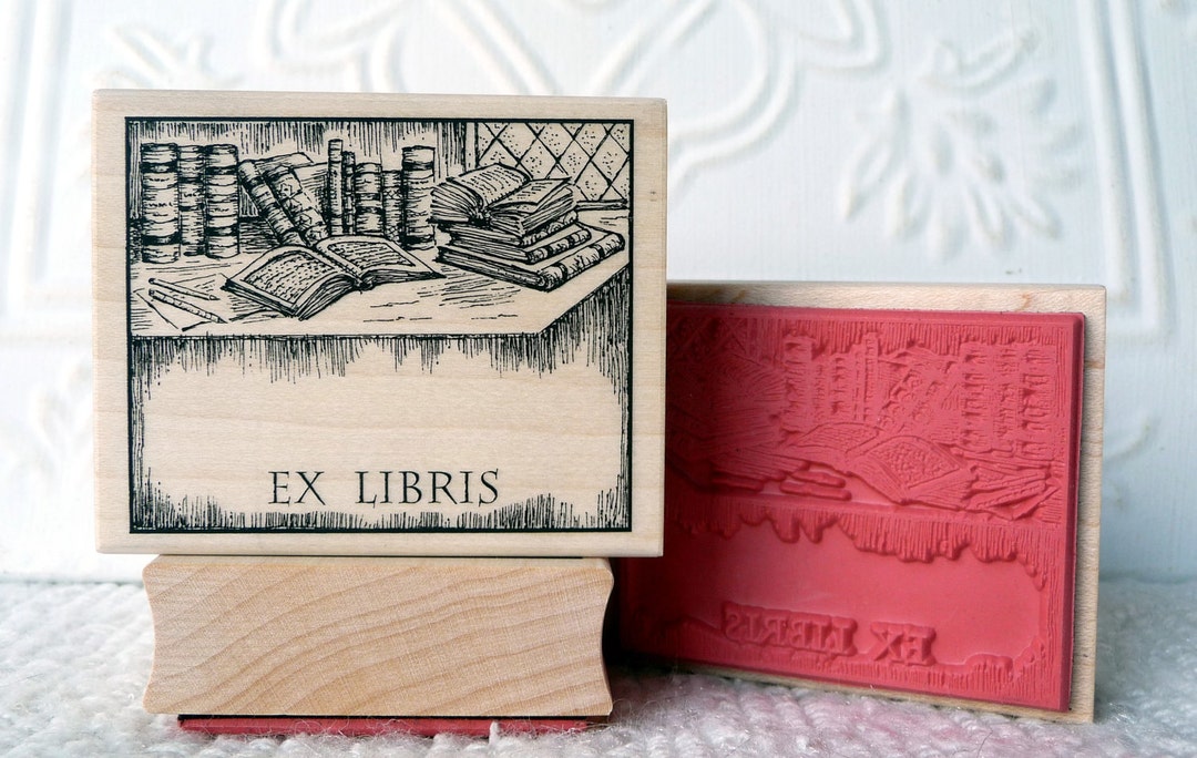 Ex Libris Bookplate Rubber Stamp From Oldislandstamps - Etsy