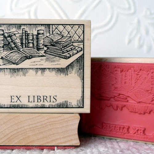 Ex Libris Bookplate Rubber Stamp From Oldislandstamps - Etsy