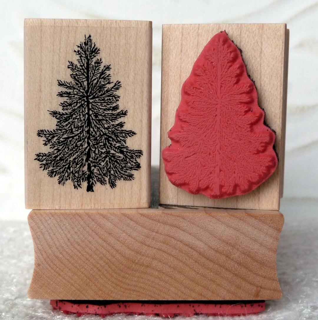 Mini Evergreen Tree Rubber Stamp From Oldislandstamps - Etsy