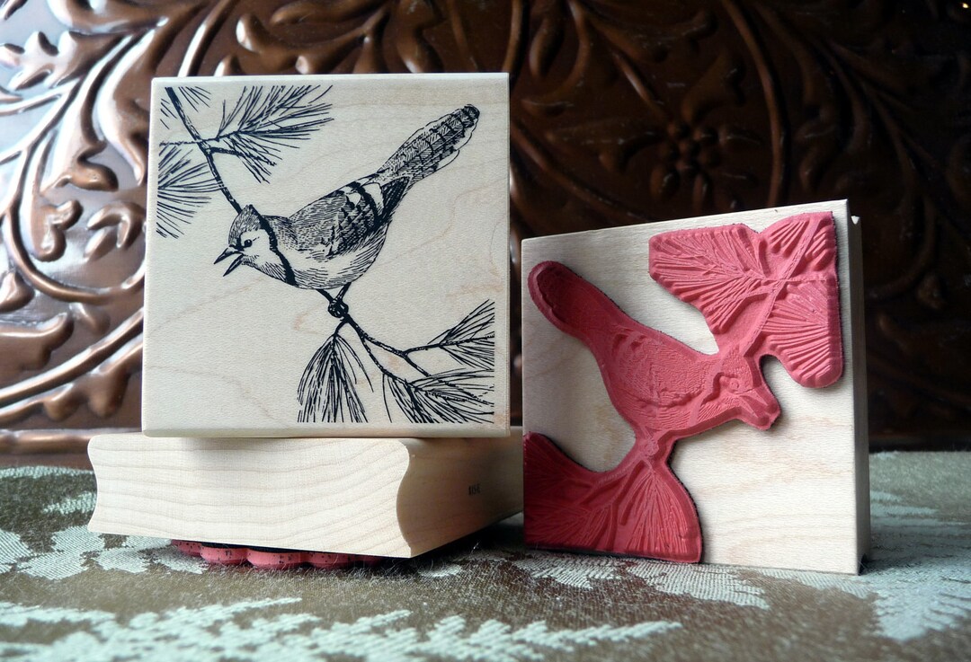 Blue Jay Bird Rubber Stamp From Oldislandstamps - Etsy