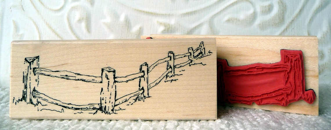 Rustic Fence Rubber Stamp From Oldislandstamps - Etsy