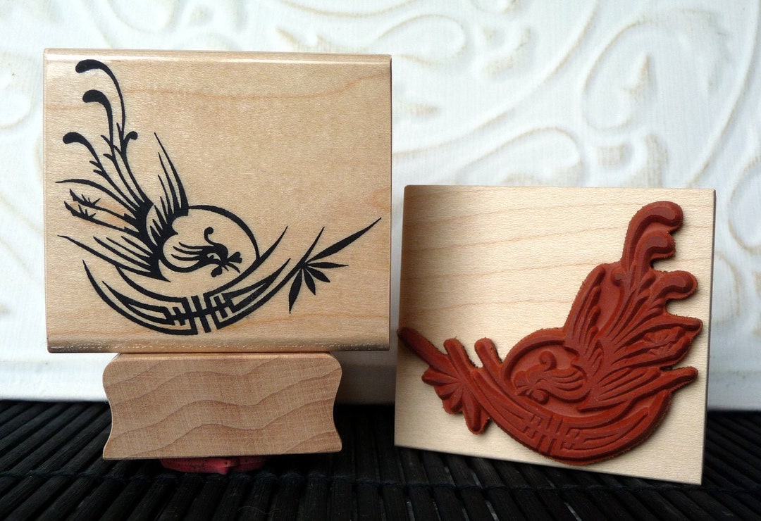 Phoenix and Shou Chinese Rubber Stamp From Oldislandstamps - Etsy