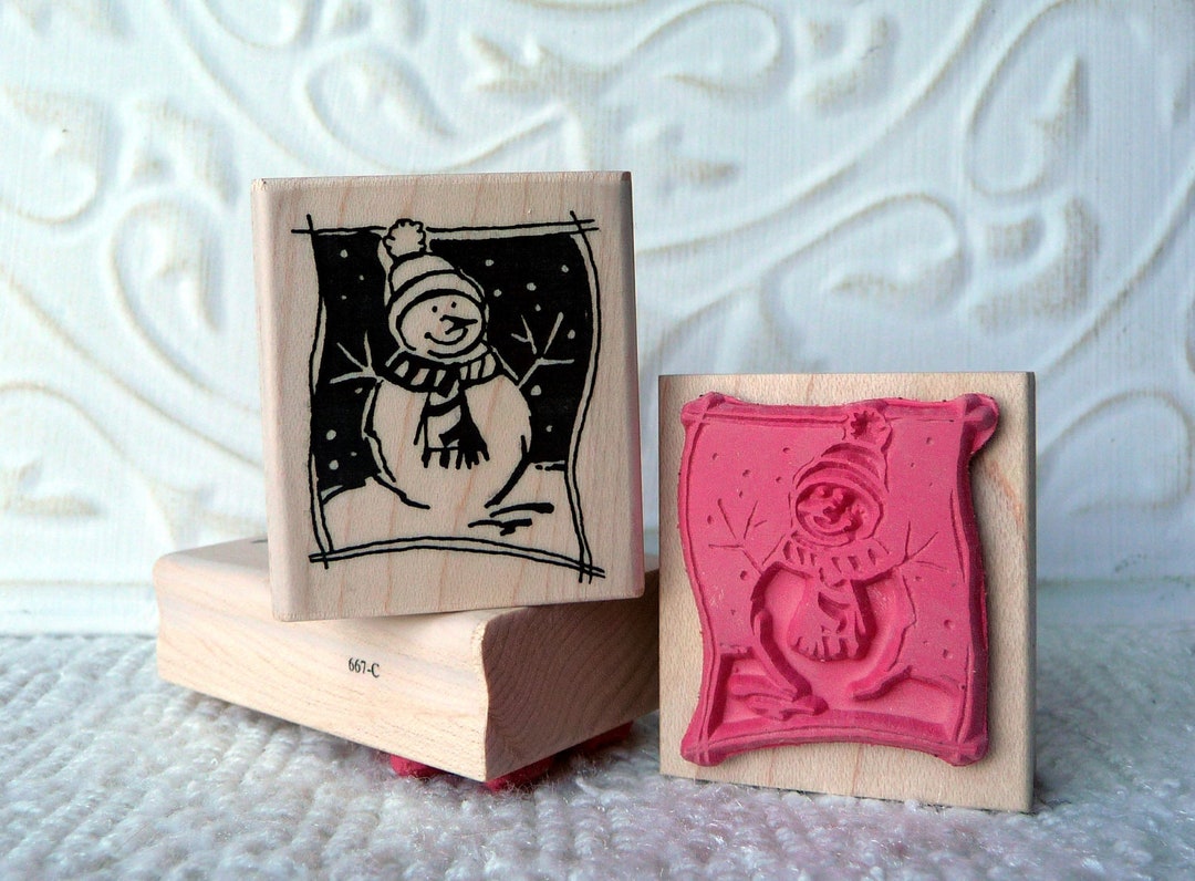 Sello de goma Snowman enmarcado de oldislandstamps - Etsy España
