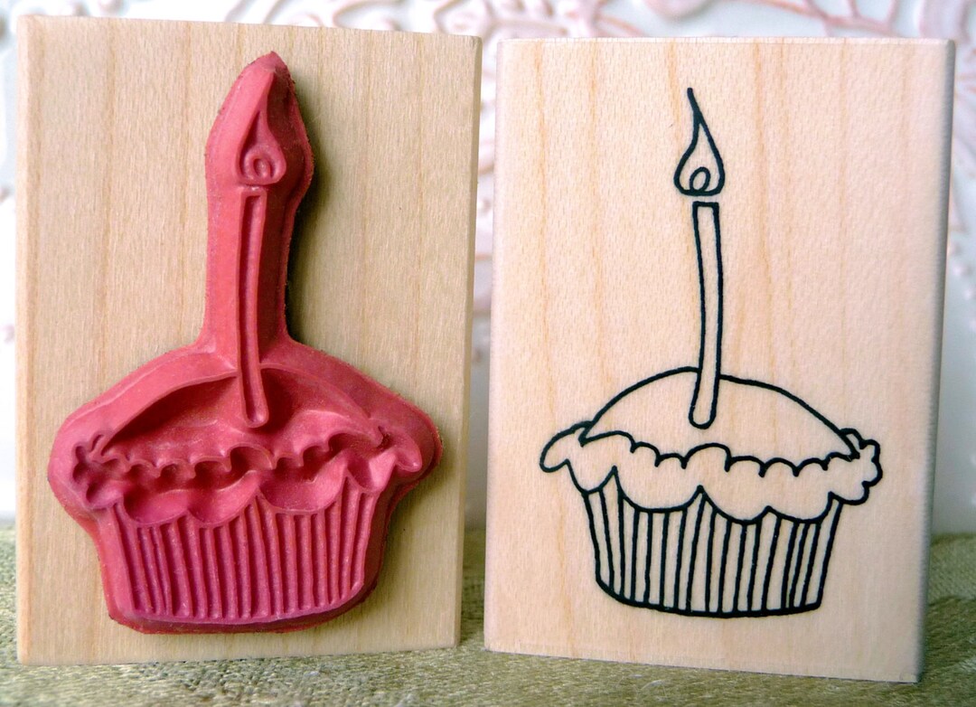 Cupcake Rubber Stamp From Oldislandstamps - Etsy