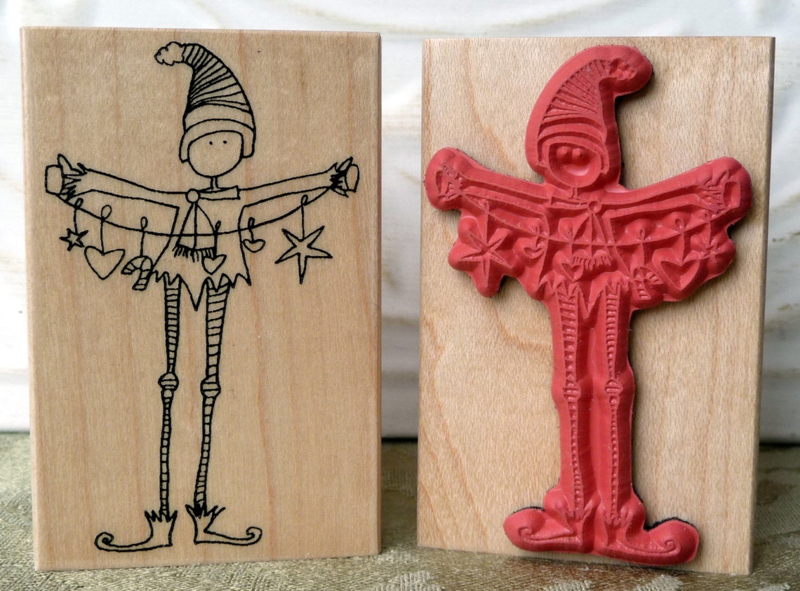 Em's Elf Christmas Rubber Stamp From Oldislandstamps - Etsy
