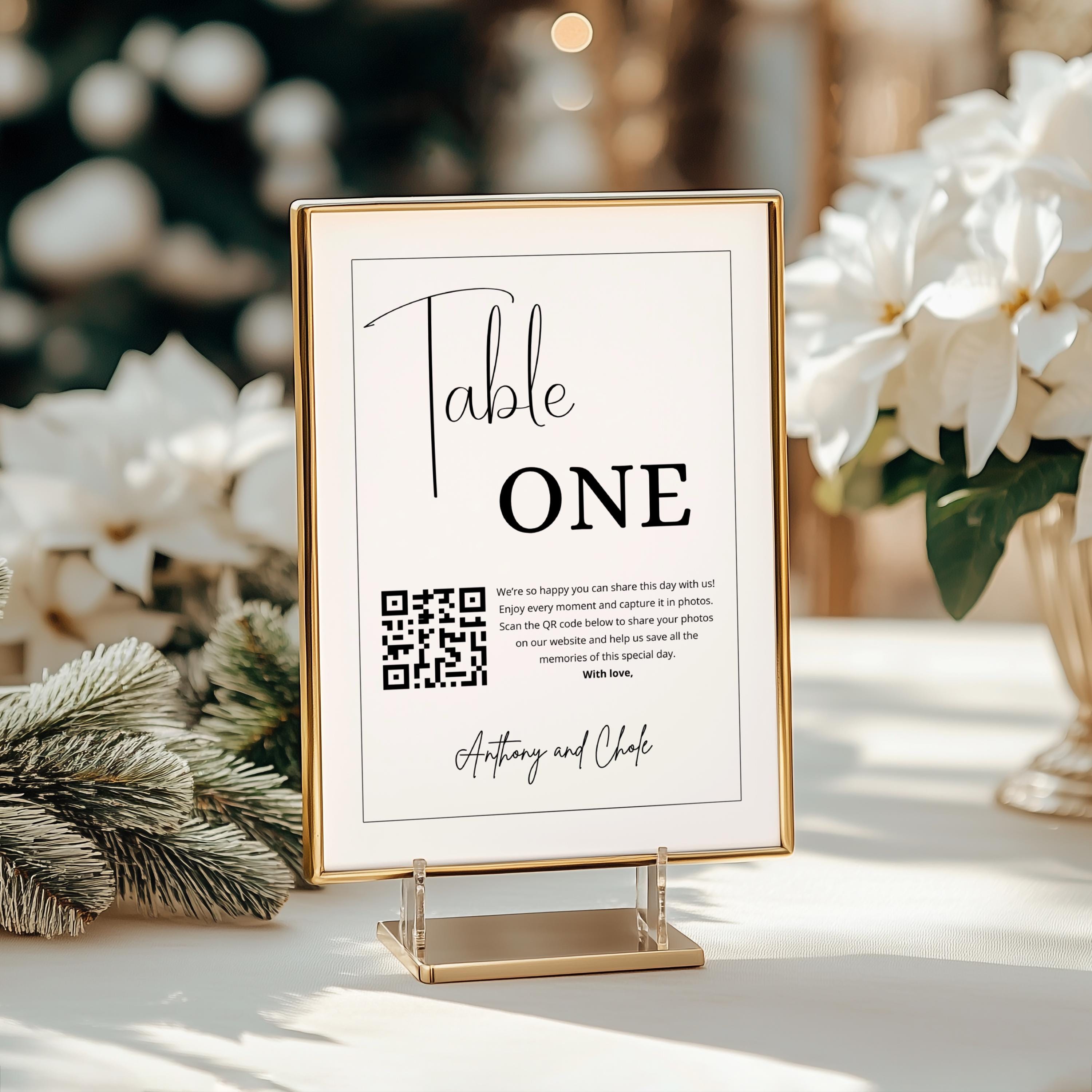 Wedding Table Number Sign Qr Code Instant Download Editable Design ...