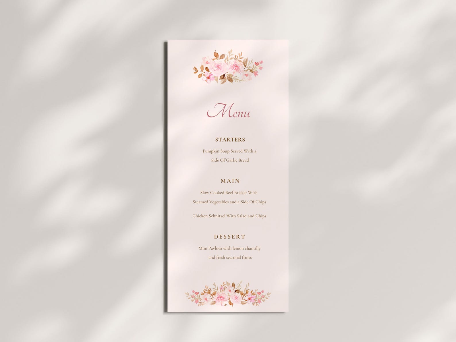French Roses Menu Template | Printable French Roses Menu Card | Elegant ...