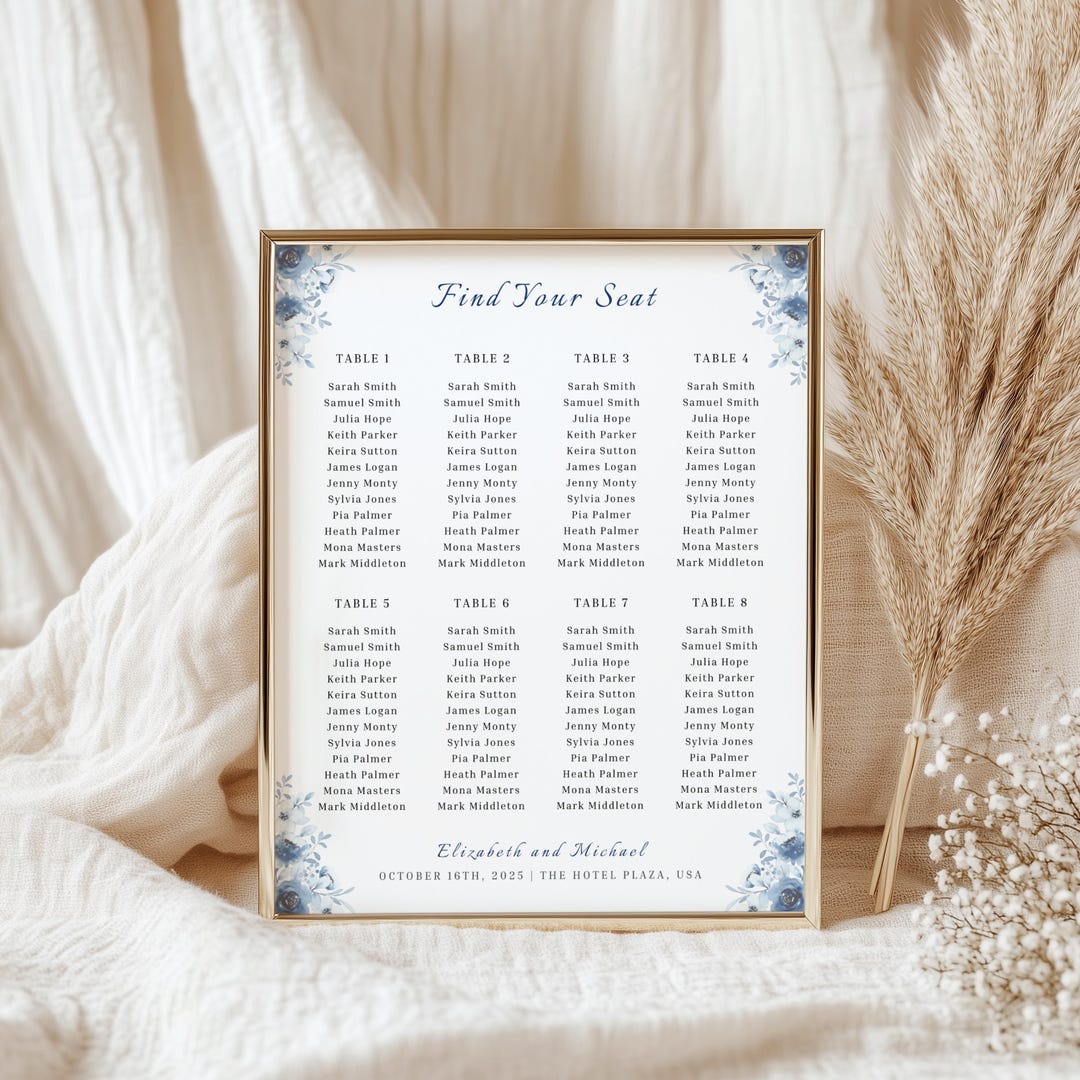 Micro Wedding Seating Chart Small Seating Chart 8x10 Seating Chart ...