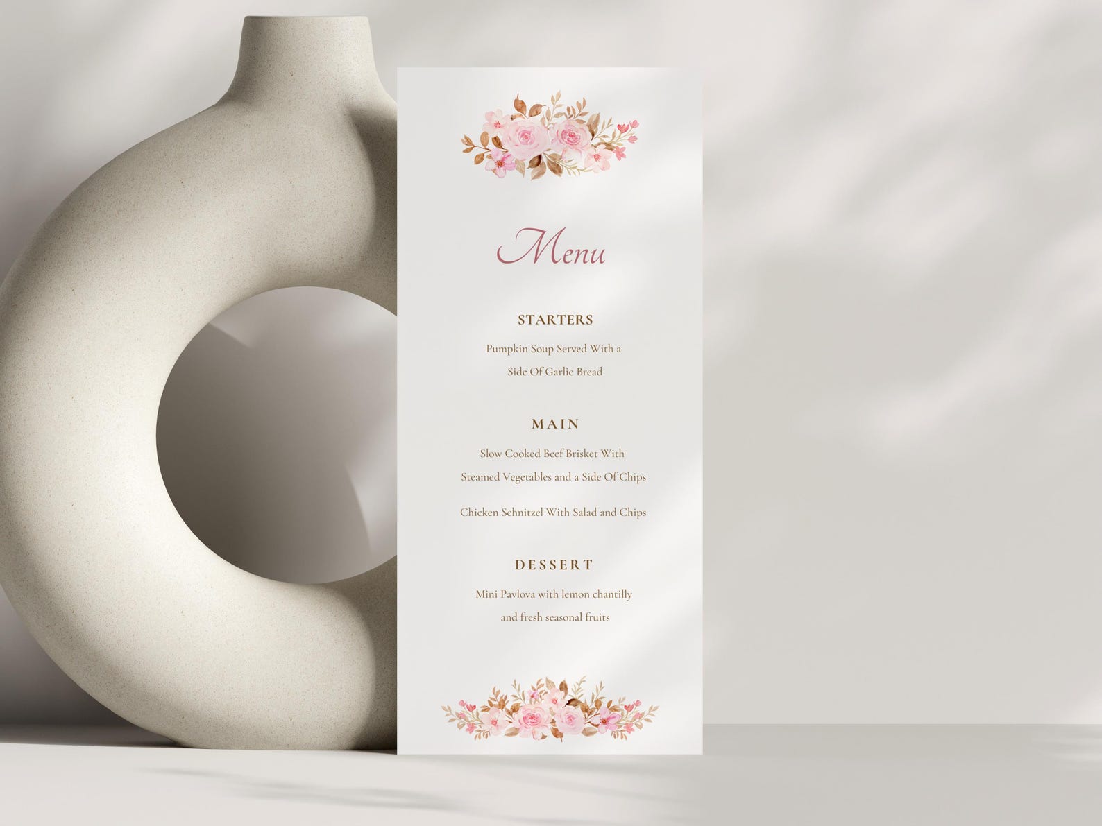French Roses Menu Template | Printable French Roses Menu Card | Elegant ...