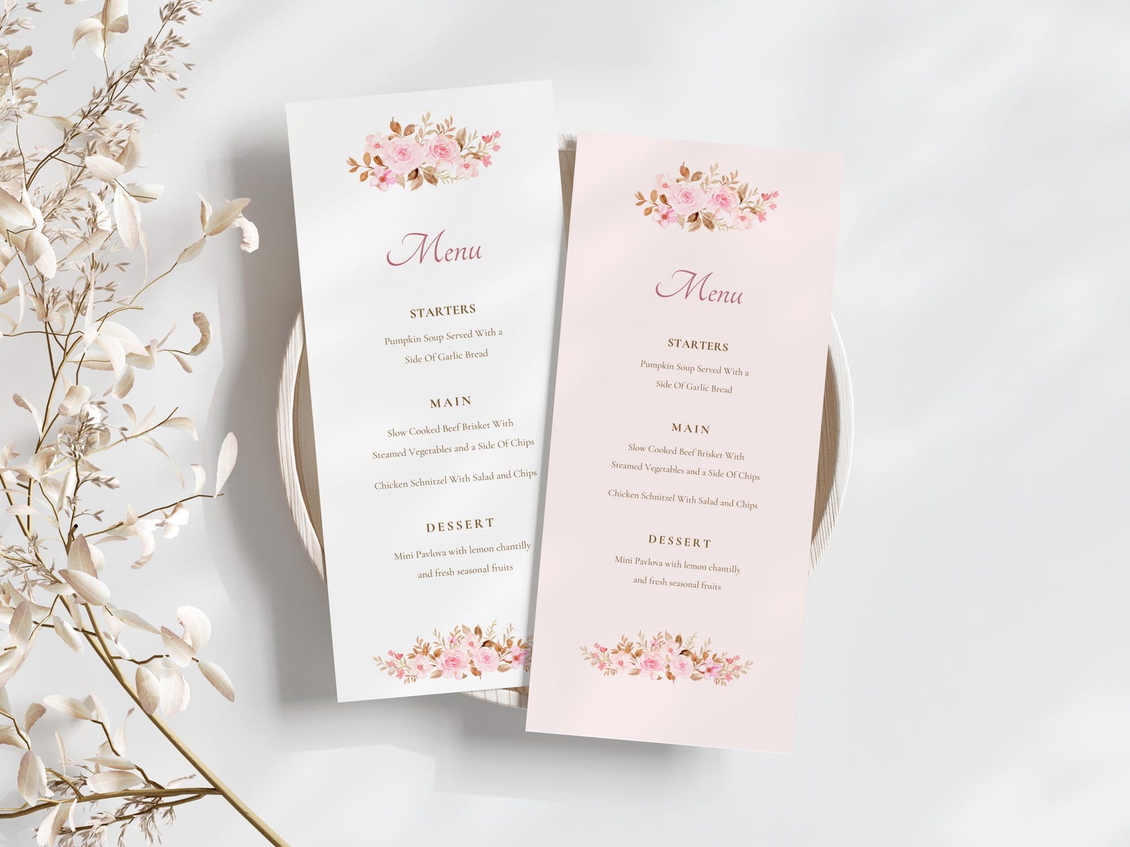 French Roses Menu Template | Printable French Roses Menu Card | Elegant ...